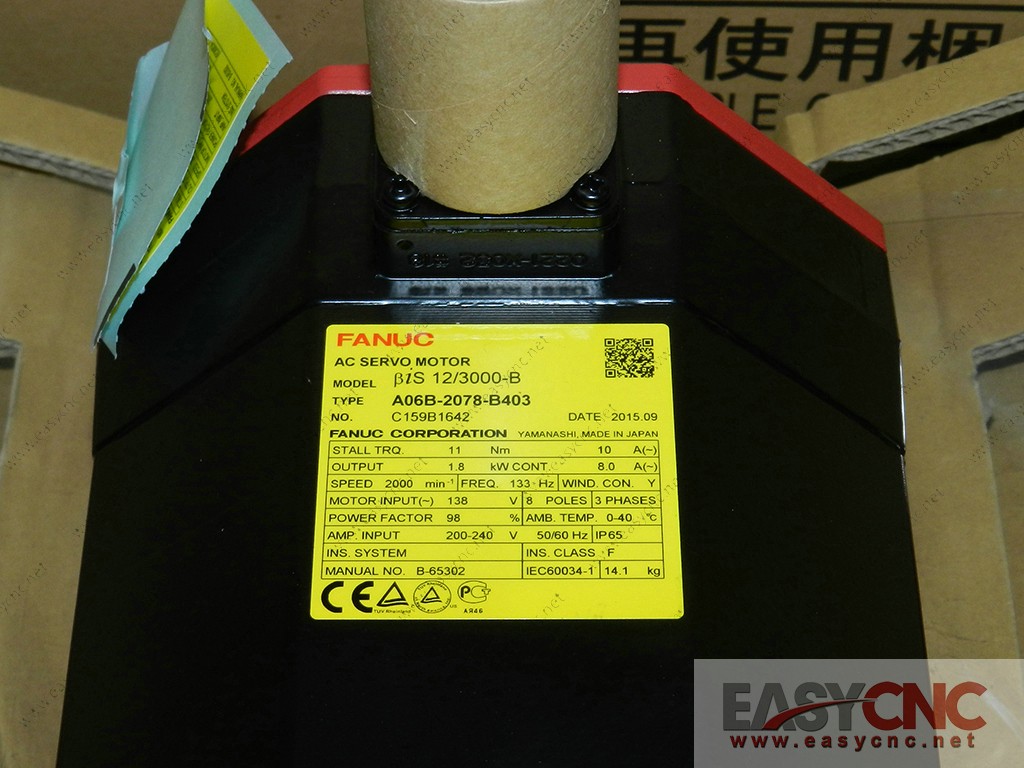 EASYCNC ONLINE SHOPPING A06B-2078-B403 Fanuc AC servo motor BiS 12/3000-B new and original