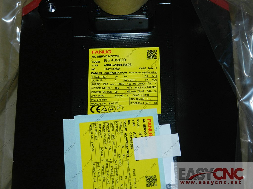 EASYCNC ONLINE SHOPPING A06B-2089-B403 Fanuc ac servo motor BiS 40/2000 new and original