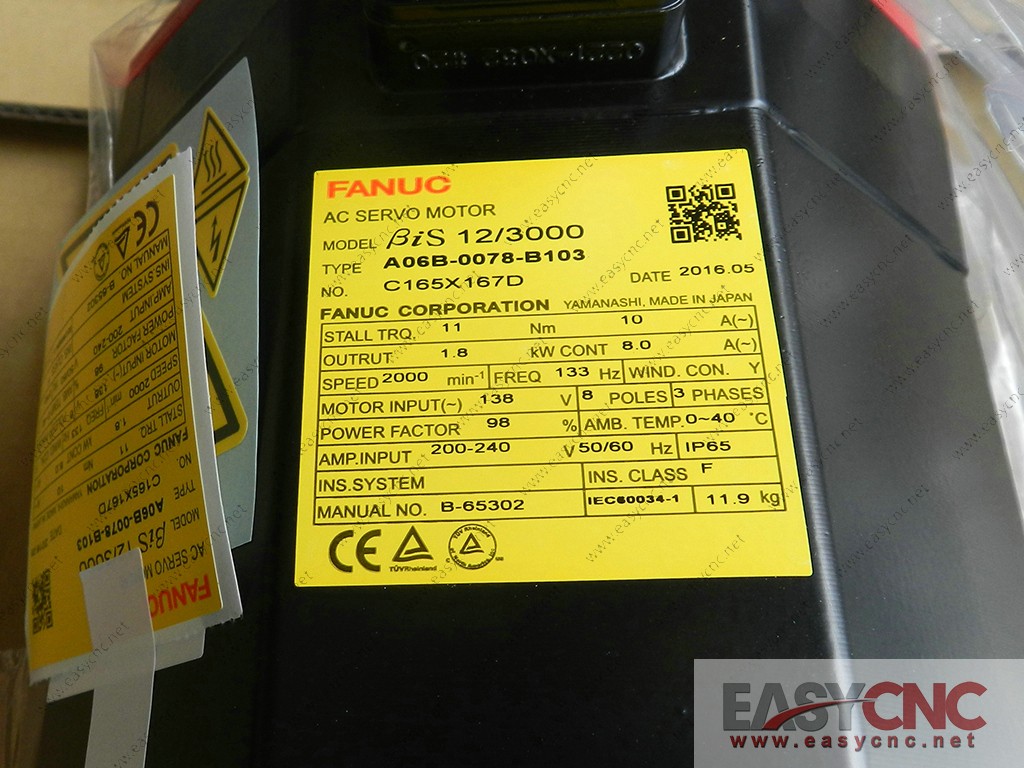 EASYCNC ONLINE SHOPPING A06B-0078-B103 Fanuc servo motor Bis 12/3000 new and original