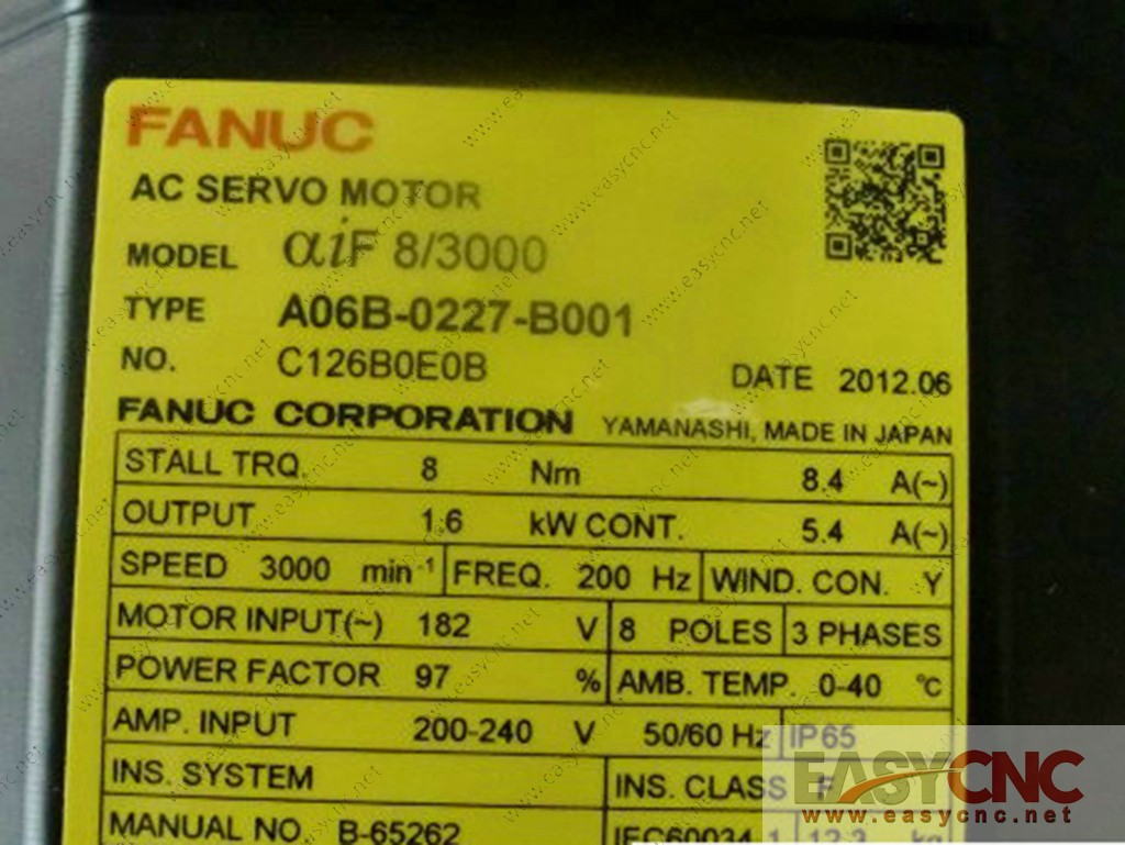 EASYCNC ONLINE SHOPPING A06B-0227-B001 Fanuc ac servo motor aiF 8/3000 new and original