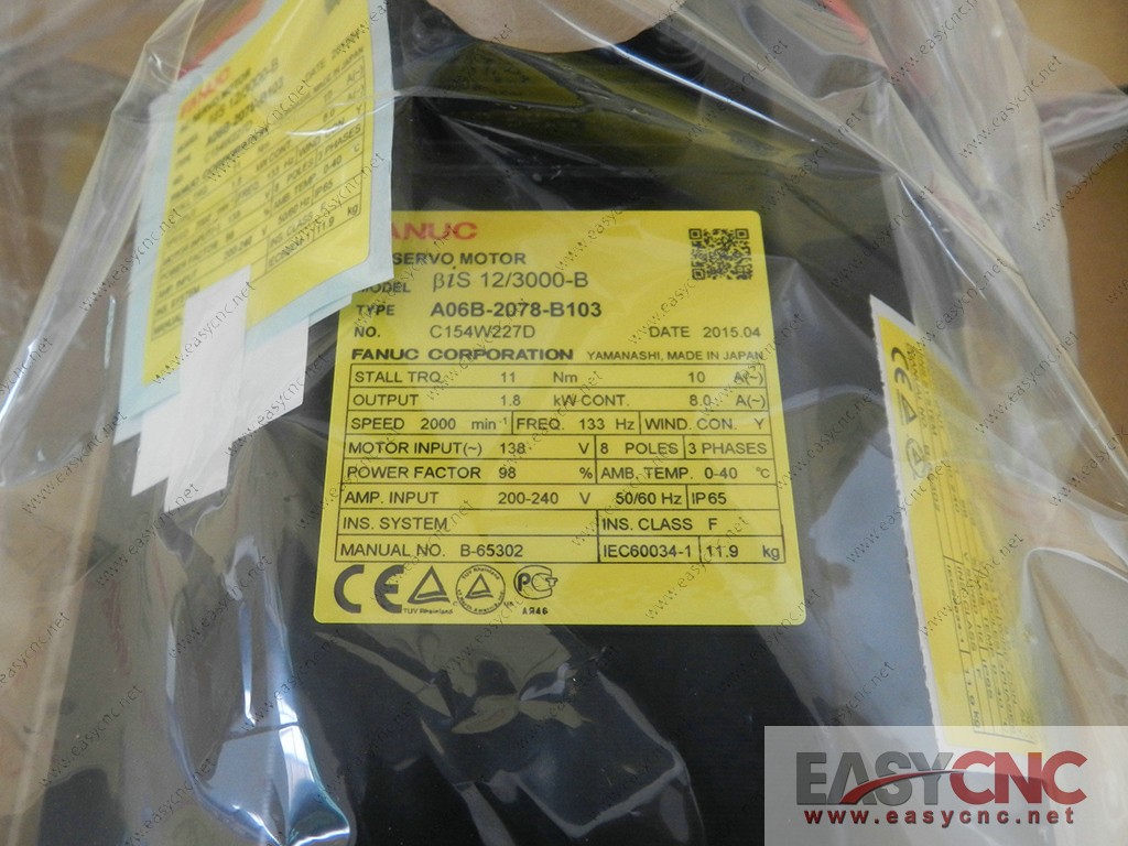 EASYCNC ONLINE SHOPPING A06B-2078-B103 Fanuc ac servo motor BiS 12/3000-B new and original