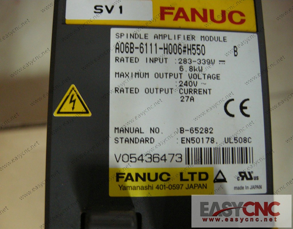 EASYCNC ONLINE SHOPPING A06B-6111-H006#H550 Fanuc spindle amplifier module aiSP 5.5 used