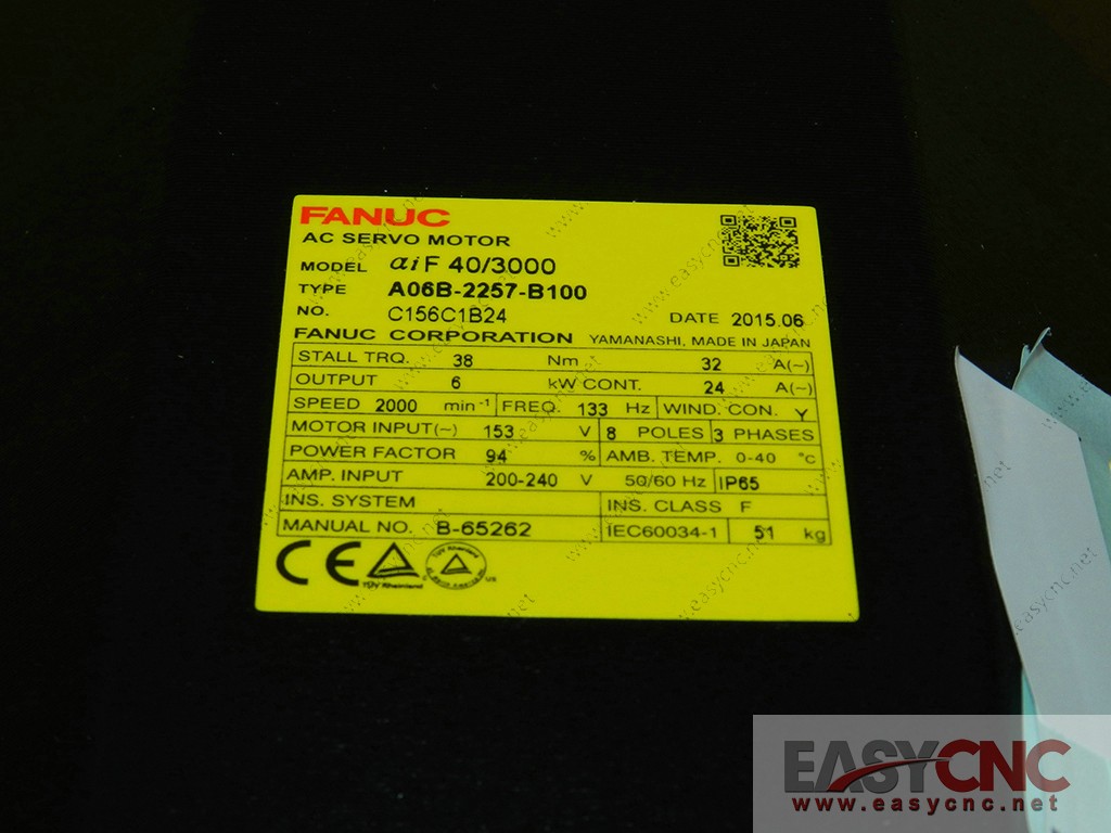 EASYCNC ONLINE SHOPPING A06B-2257-B100 FANUC AC SERVO MOTOR aiF 40/3000 new and original