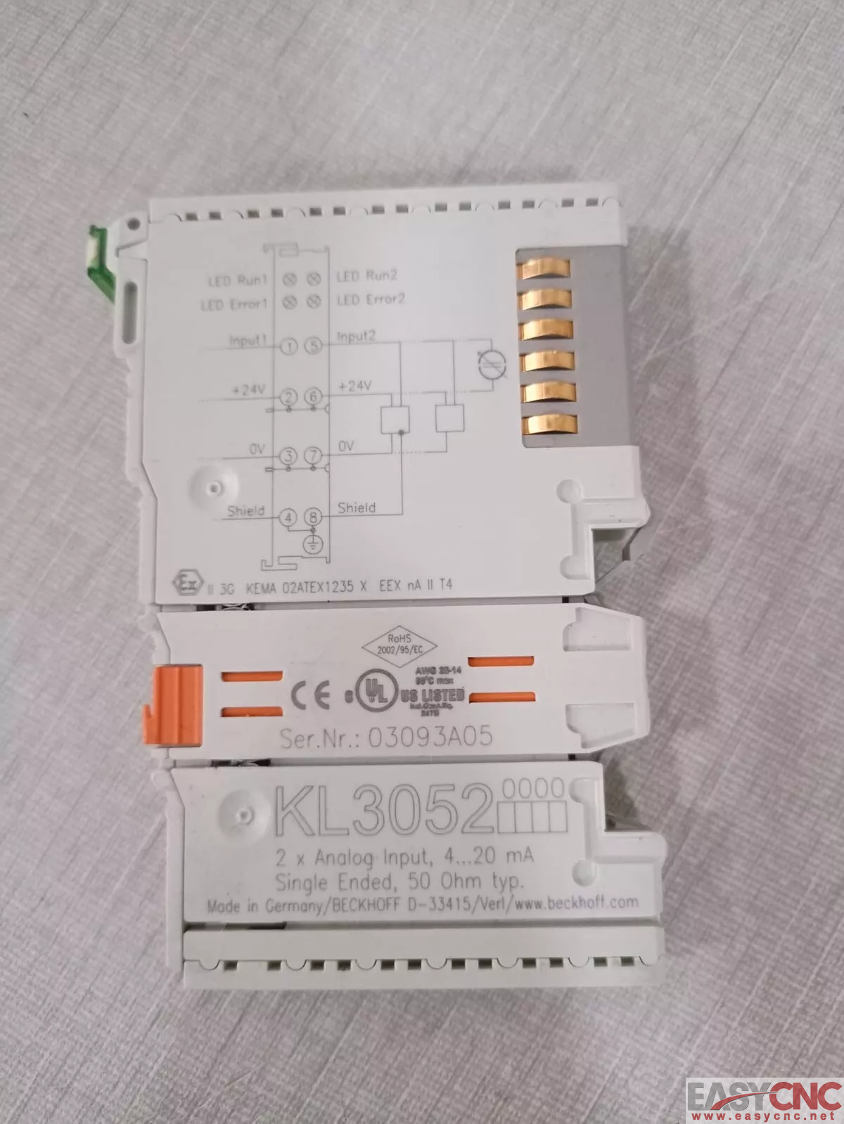 EASYCNC ONLINE SHOPPING BECKHOFF KL3052 Bus Terminal 2-channel analog input current 4…20 mA 12 ...